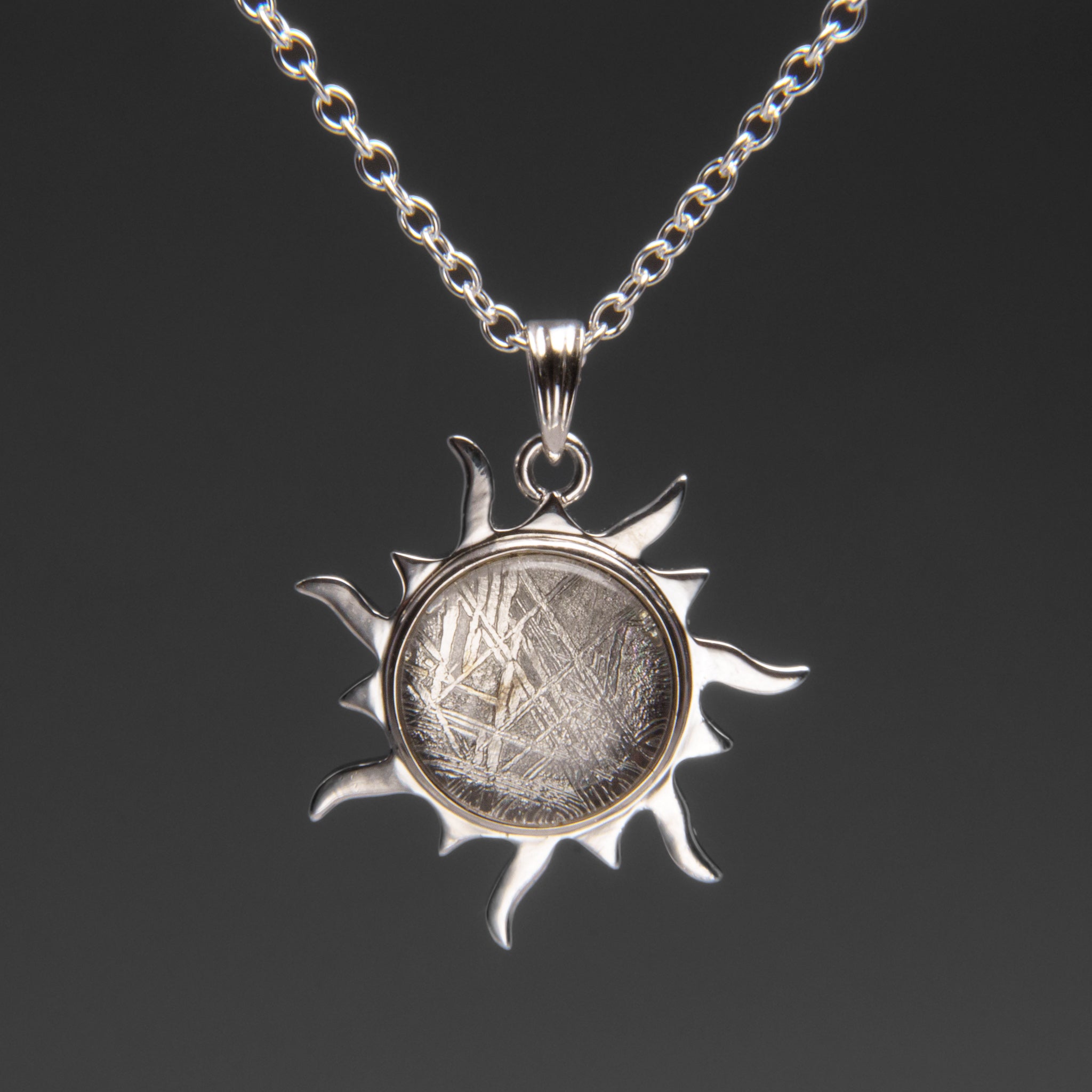 Muonionalusta Meteorite Round Pendant (7 grams) with 18" Sterling Silv ...