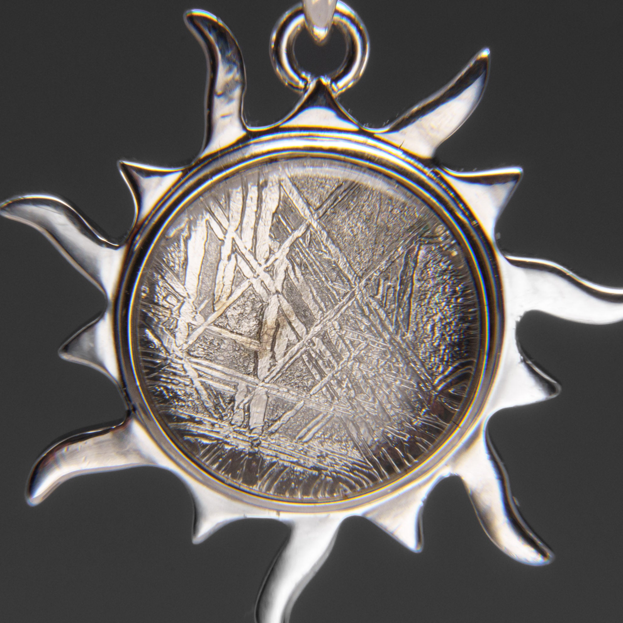 Muonionalusta Meteorite Round Pendant (7 grams) with 18" Sterling Silv ...