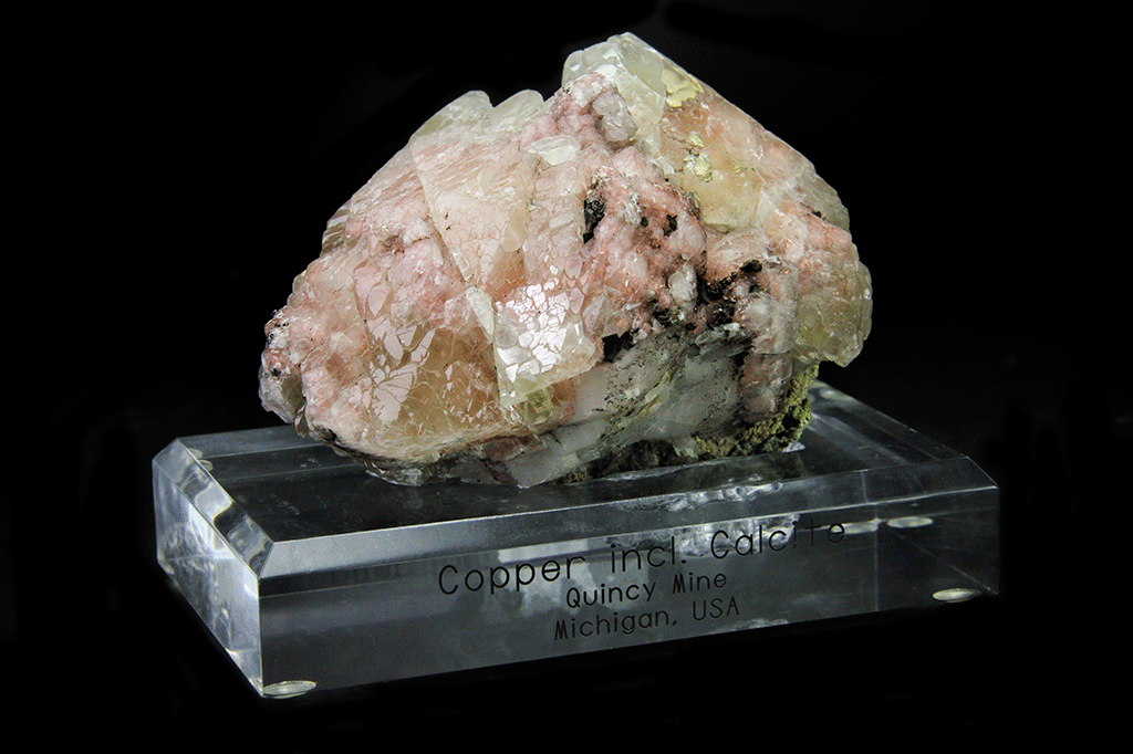 Copper included Calcite From Quincy Mine, Hancock, Keweenaw Peninsula ...