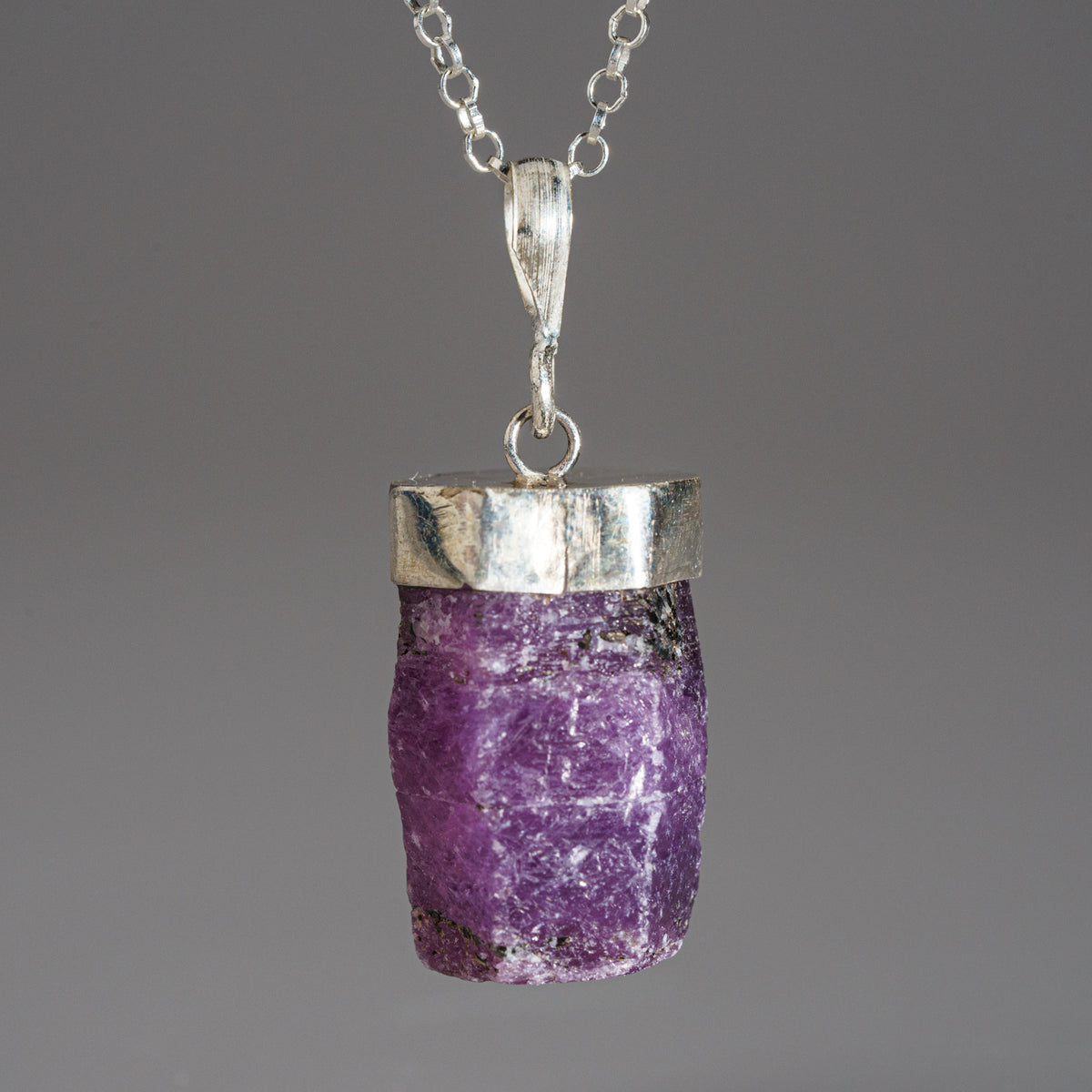 Genuine Natural Ruby Pendant (9.2 grams) with 18" Sterling Silver Chai ...